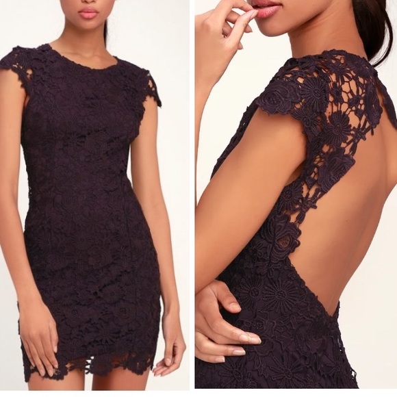 Lulus | Dresses | Lulus Romance Language Dark Purple Backless Lace ...